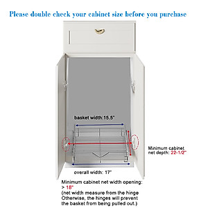 DINDON 1 Tier Pull Out Cabinet Organizer (17" W x 21" D) Heavy-Duty Metal Sliding Drawer Shelf, Slide Out Wire Basket for Kitchen Cabinets, Pantry, Bathroom, Chrome Finish…