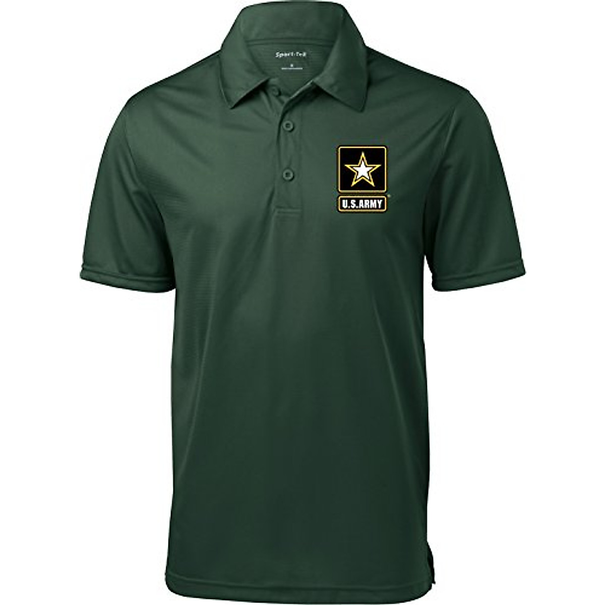 Buy Cool Shirts Mens US Army Pocket Print Textured Polo, Forest, Large