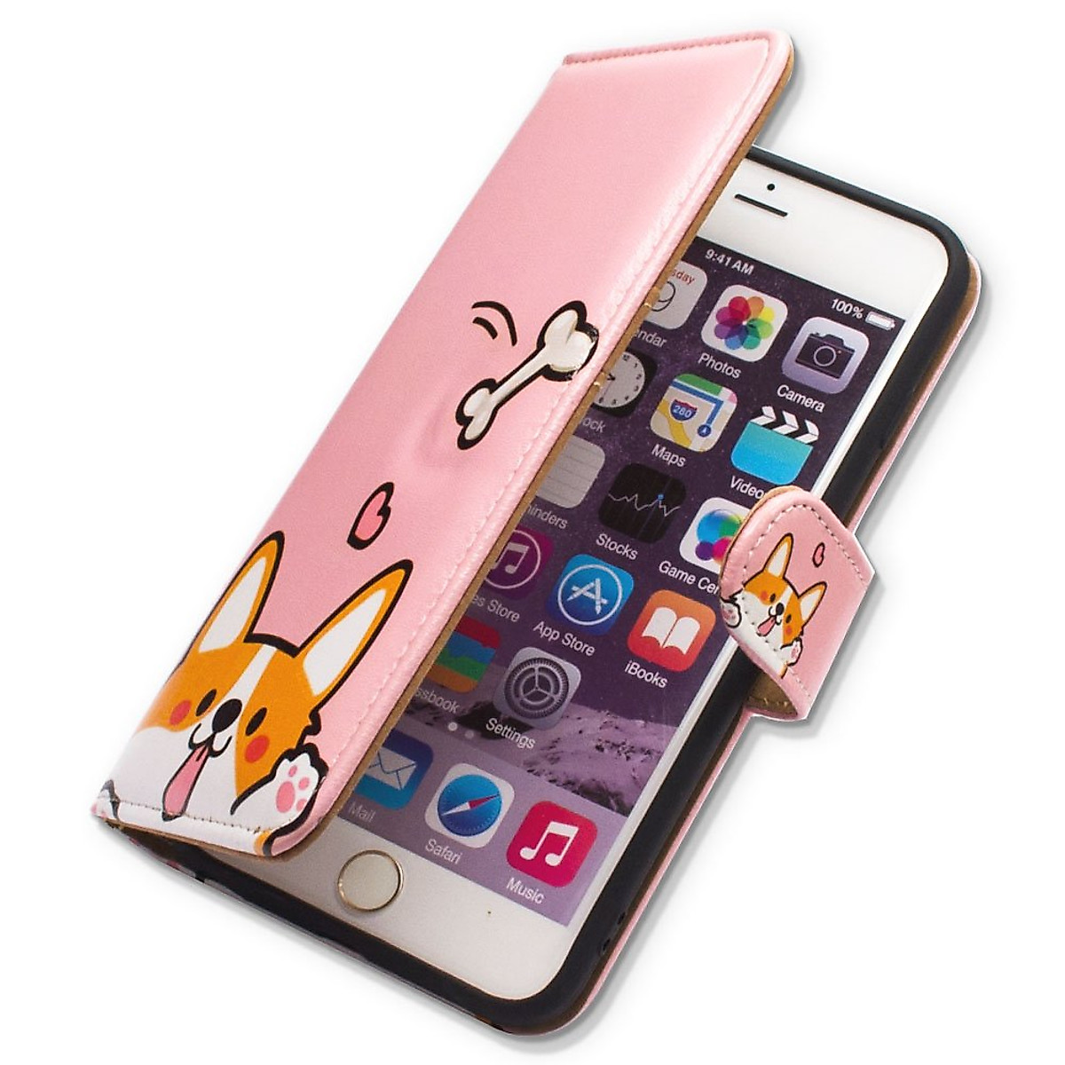 Bcov Case for iPod Touch 7/iPod Touch 6,Bcov Cute Yellow Dog Pink Wallet Flip Leather Cover Case with Credit Card ID Card Slot Holder Kickstand for iPod Touch 7/6/5
