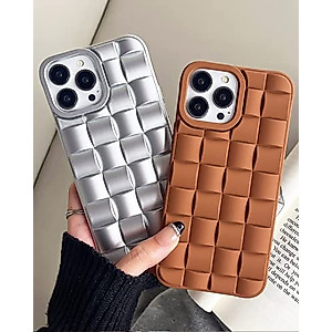 Ginkgonut Compatible with iPhone 13 Pro Case for Women/Girls, Cute 3D Laid Desgin Soft Silicone Shockproof Raised Bumper Corners Case for iPhone 13 Pro（Brown）