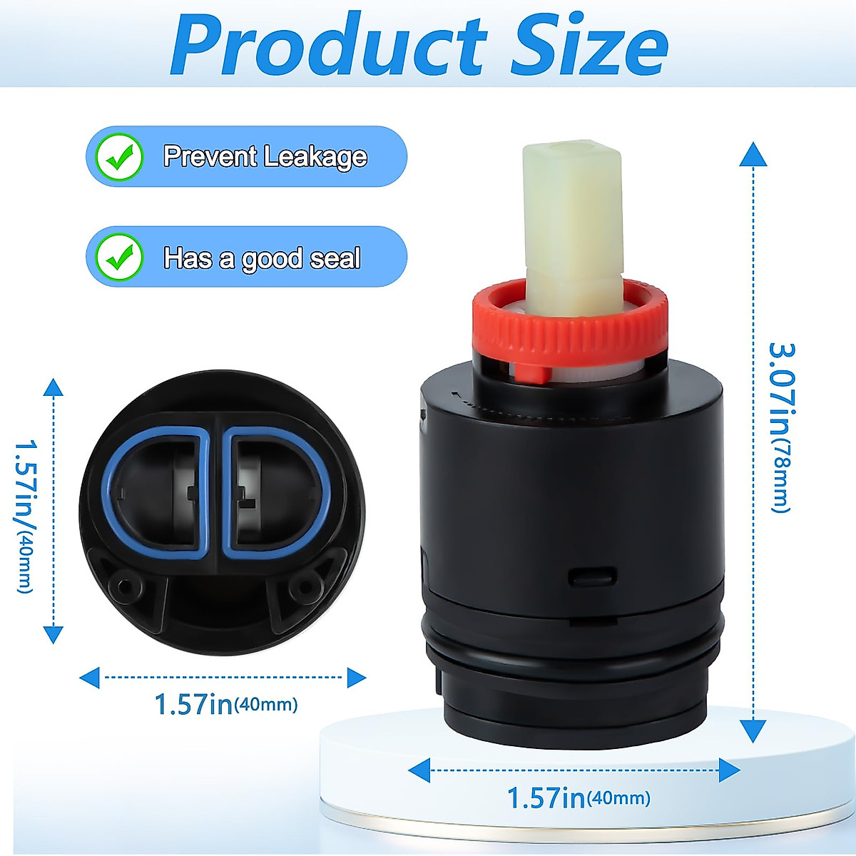 N40HKC Shower Cartridge Replacement, Faucet Cartridge Replacement, Compatible With Tub/Shower Faucet, for Shower Valve, Product height 3.07 inches 78 mm, Width 1.58 inches 40 mm