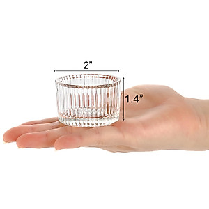 Elsjoy 24 Pack Glass Tealight Candle Holder, 2" x 1.4" Small Clear Glass Votive Candle Holders Mini Ribbed Tealight Holder for Wedding, Birthday, Festival, Table Centerpiece