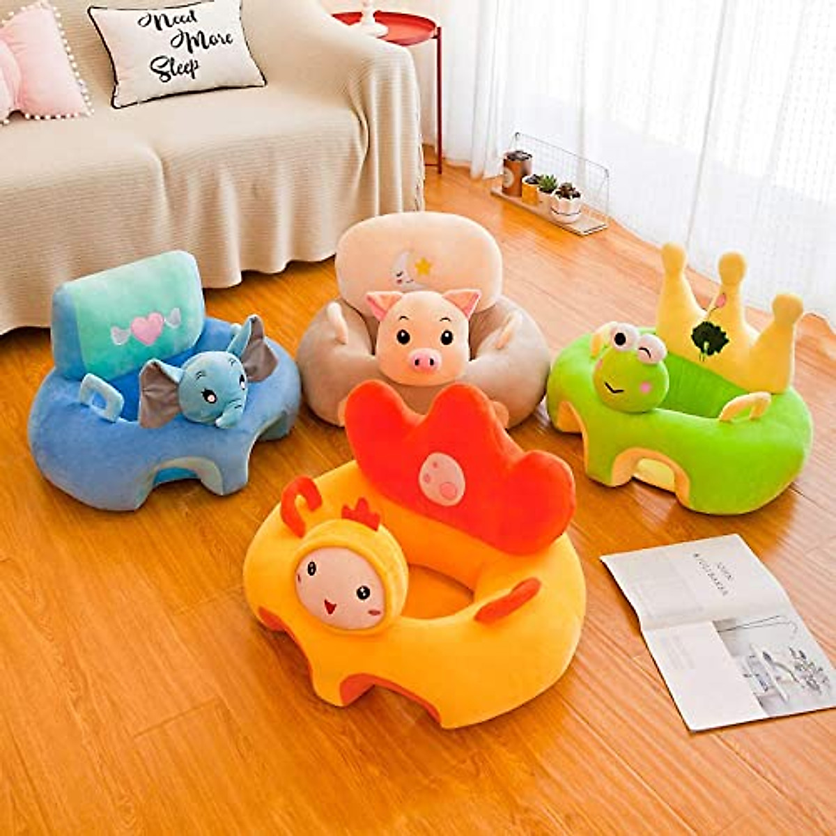 AIPINQI Baby Support Sofa, Infant Sitting Chair Safe Baby Sofa Chair Baby Sit Up Chair Back Head Protect Seat Learn to Sit Chair for Toddlers 3-24 Month Baby Floor Plush Lounger (Elephant)
