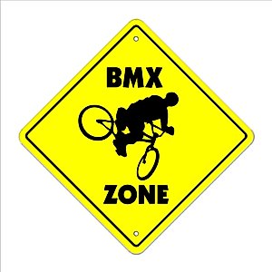BMX Crossing Sign Zone Xing | Indoor/Outdoor | 12" Tall Bike Frame Bars Race Helmet Biking Biker Bikes Racing