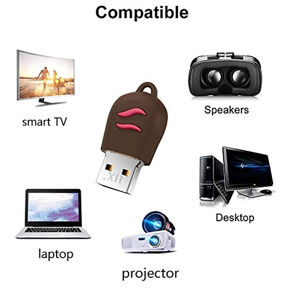 USB Flash Drives, 8GB / 16GB / 32GB / 64GB Waterproof USB 2.0 USB Memory Stick Data Storage Pendrive Thumb Drives (64GB, Brown Paw)