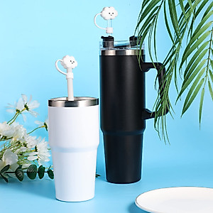 4pcs Straw Covers Cap Compatible with Stanley, Cloud Shaped White Straw Covers for Reusable Dust-Proof Straw Tips Cover for Sippy Cups Cloud Straw Protector for Stanley 40/30 OZ Tumbler