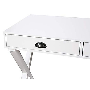 OSP Home Furnishings Washburn Chic Campaign Writing Desk, White