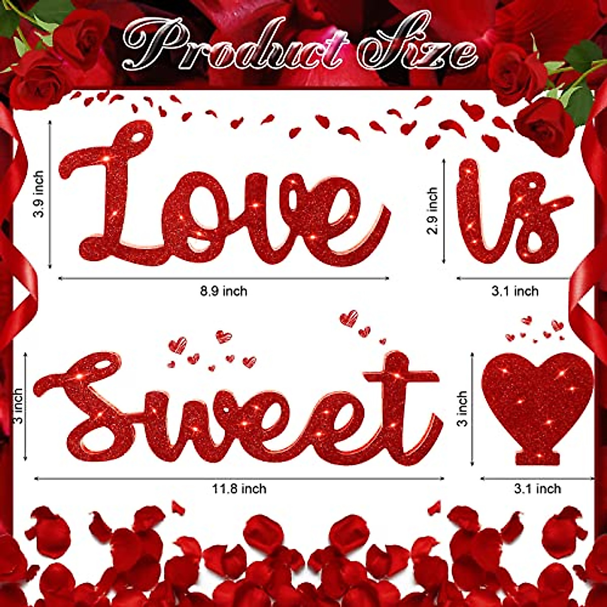 Valentines Table Decor Love is Sweet Wooden Letters with Heart Wood Sign for Valentines Day Table Centerpiece Valentines Day Party Wedding Shower Bridal Photo Props Dessert