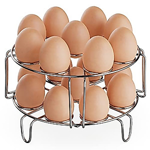 GSlife Egg Steamer Rack - Stainless Steel Trivet for 6, 8 Quart Pressure Cooker, Compatible for Instant Pot Accessories, Cooks 18 Eggs, Stackable Steaming Holders for Eggs, 2 Packs