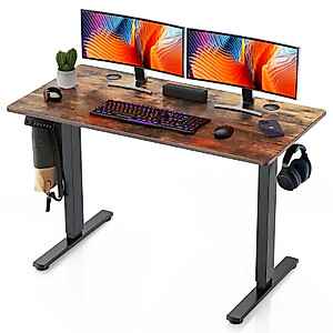 Sweetcrispy 48 x 24in Adjustable Height Electric Standing Computer Home Office Desk Ergonomic Workstation with 3 Memory Controller, 48"x24", Rustic Brown+Black