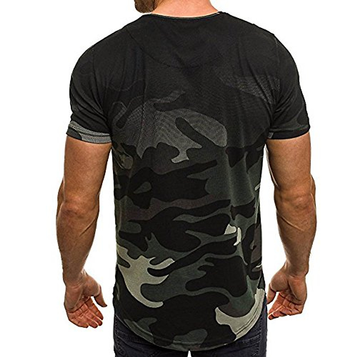 YOMXL Mens Hip Hop Camouflage T-Shirt Tie-Dyed Hipster Camo Tees Classic Basic Solid Ultra Soft Cotton T Shirt