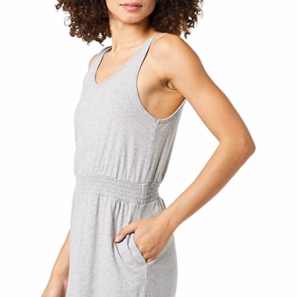 Amazon Essentials Women's Sleeveless Elastic Waist Summer Maxi Dress (Available in Plus Size), Light Grey Heather, X-Large