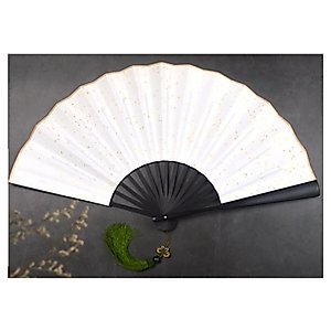 ZAEGO Chinese Fan Foldable Antique Folder Custom Fan, Chinese-style Hanfu Fan For Women, SU Style, Male Dominator Fan Japanese Fan (Color : E)