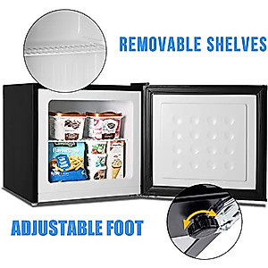 Antarctic Star Mini Upright Freezer -1.2 cu.ft Compact freezer with Removable Shelves and Adjustable Thermostat,perfect for Home/Kitchen/Office(Black)