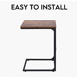 LOFTEY C Shaped End/Side Table, Slide Under Couch Table, End Table for Living Room& Bedroom,Side Table for Chair& Sofa, C Table for Small Spaces