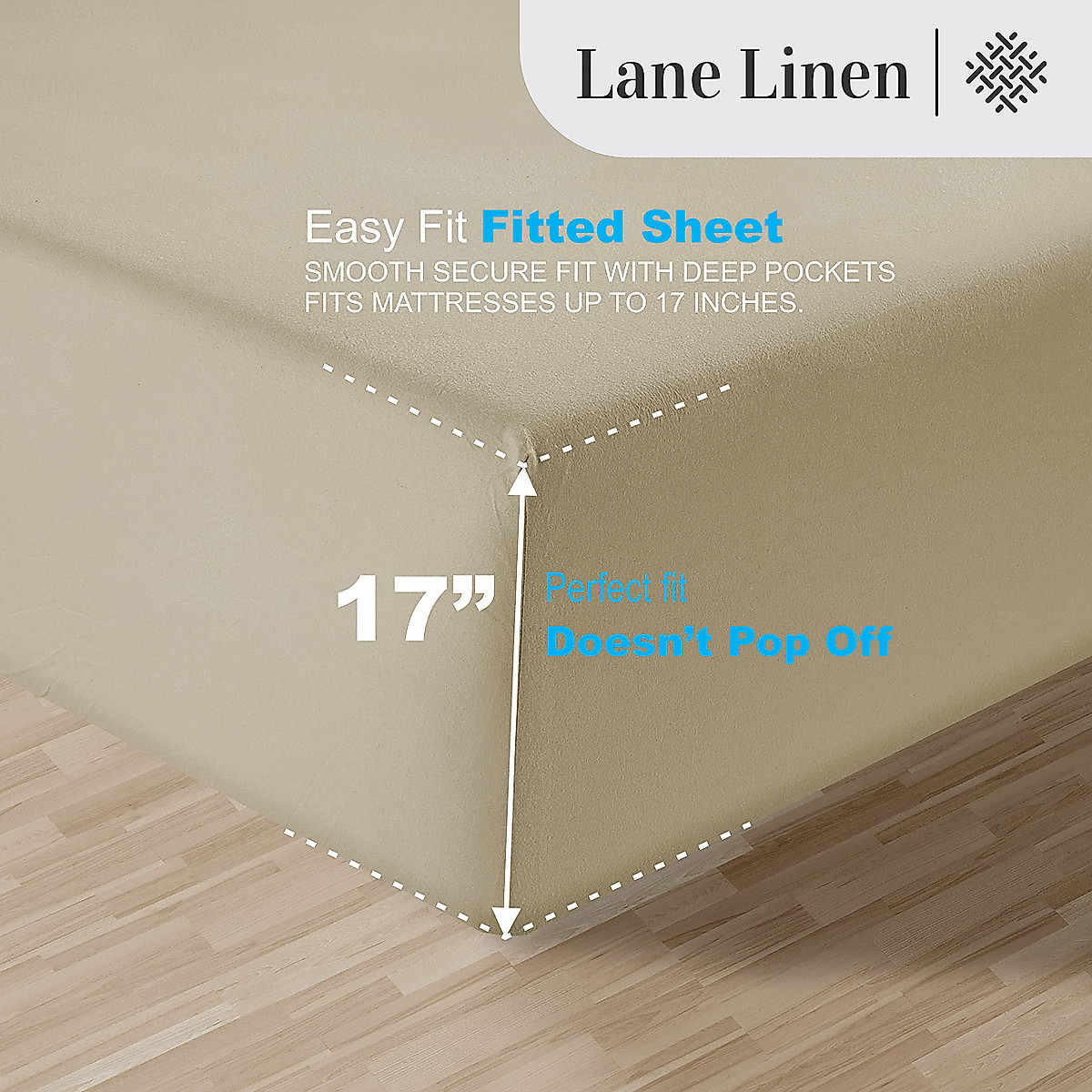 LANE LINEN 100% Egyptian Cotton Bed Sheets - 1000 Thread Count 4-Piece Linen King Set Bedding Sateen Weave Luxury Hotel 16" Deep Pocket (Fits Upto 17" Mattress)