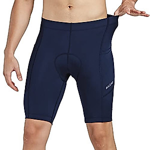 BALEAF Men's Padded Bike Shorts Cycling Tights 3D Padding Bicycle Accessories Road Biking MTB Pockets UPF 50+ Dark Blue Size M