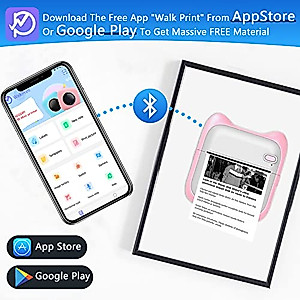 FasionMior 新品 Mini Printer Sticker Maker, Portable Thermal Sticker Printer, Bluetooth Inkless Pocket Printer Compatible with iOS & Android, Inkless Printer Mini with 10 Rolls Paper & 5 Color Pens