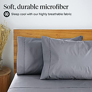 LuxClub 6 PC Queen Sheet Set, Bamboo Sheets Queen Size, Deep Pockets 18" Eco Friendly Wrinkle Free Cooling Bed Sheets Machine Washable Hotel Bedding Silky Soft - Light Grey Queen