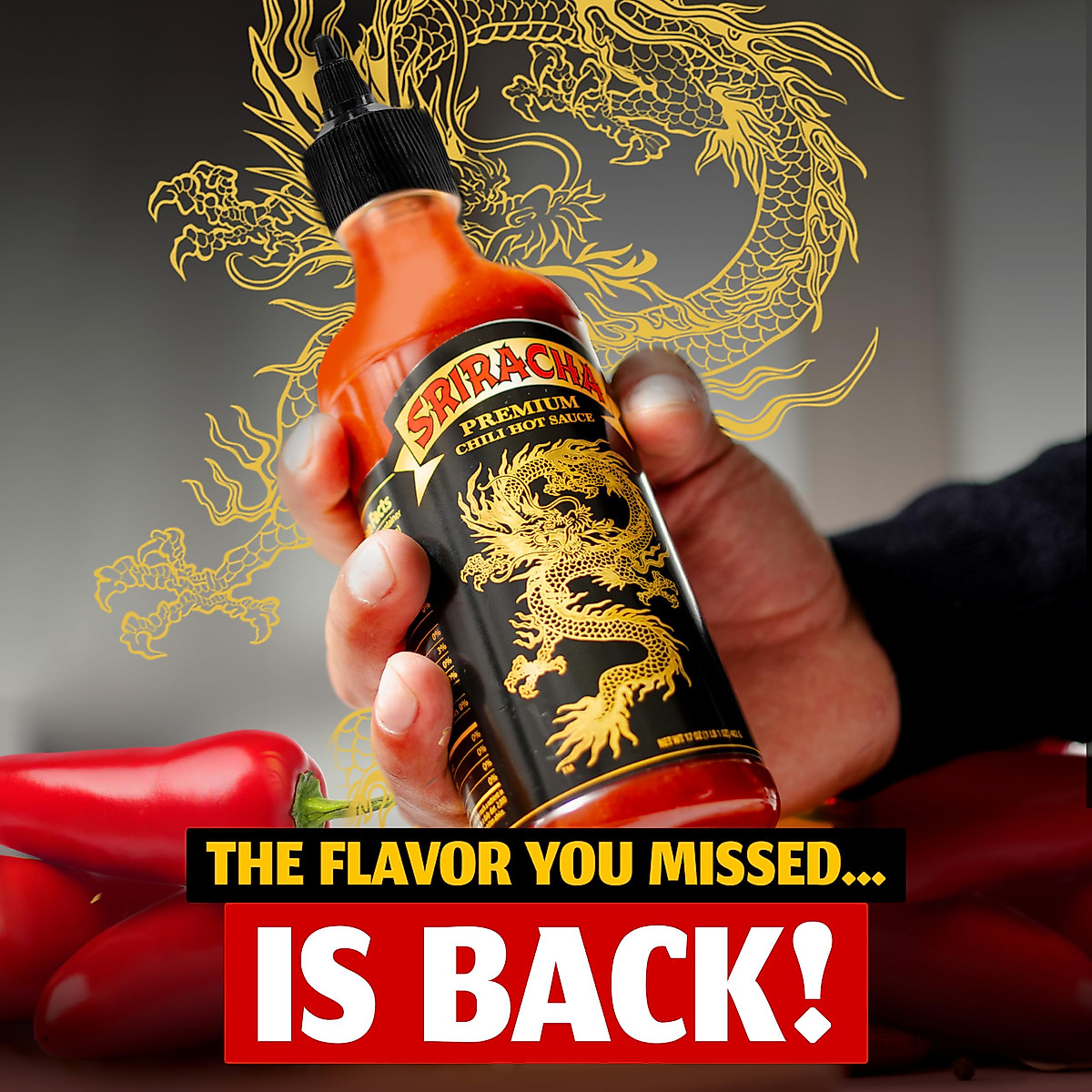 Underwood Ranches Limited Edition Dragon Sriracha Sauce - Hot Sauce, Perfect for Spicing Up Any Dish! - Made from Red Jalapeno Peppers That Started the Sriracha Movement, 17 oz - 2 Pack