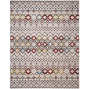 SAFAVIEH Amsterdam Collection Area Rug - 8' x 10', Light Grey & Multi, Moroccan Boho Design, Non-Shedding & Easy Care, Ideal for High Traffic Areas in Living Room, Bedroom (AMS108G)