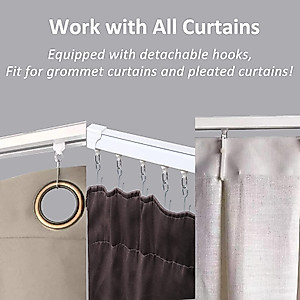 6ft Ceiling Track for Curtains, Never Rust & Enough Rollers and Hooks & Slide Quietly Curtain Track Rail for Window: Suitable for Bathroom, Shower Room, Bedroom, Hospital, RV, Camper