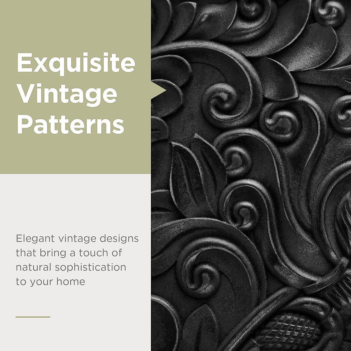 Sophia & William 2-Door Accent Cabinet, Distressed Storage Cabinet with 2 Carved Doors and Wooden Frame for Entryway, Living Room, Black