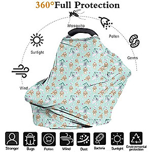 Advocator Green Cactus Baby Car Seat Covers Multifunctional Infant Carseat Canopy for Boys Girls,Stretchy Breathable Adjustable Peep Window