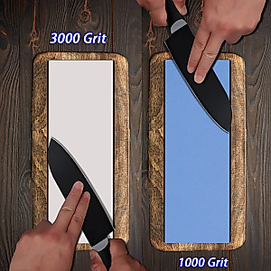 Whetstone Knife Sharpening Stone 1000/3000 Grit, Premium Water-stone Sharpener Kits, Perfectional Knife Sharpener Wet stone Sets for Chef Knife, Kitchen Knife, Hunting Knife Machete with Non-Slip Base