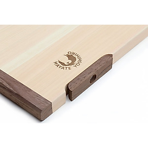 Yoshihiro Hinoki Cypress Japanese Natural Wooden Professional Grade Cutting Board with Anti Twisting Walnut Rim (X-Large)