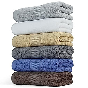 Large 6-Pack Hand Towels Set - Soft, Highly Absorbent, Quick-Drying Towels for Bathroom, Face, and Hands in Assorted Colors (16x30 Inches)