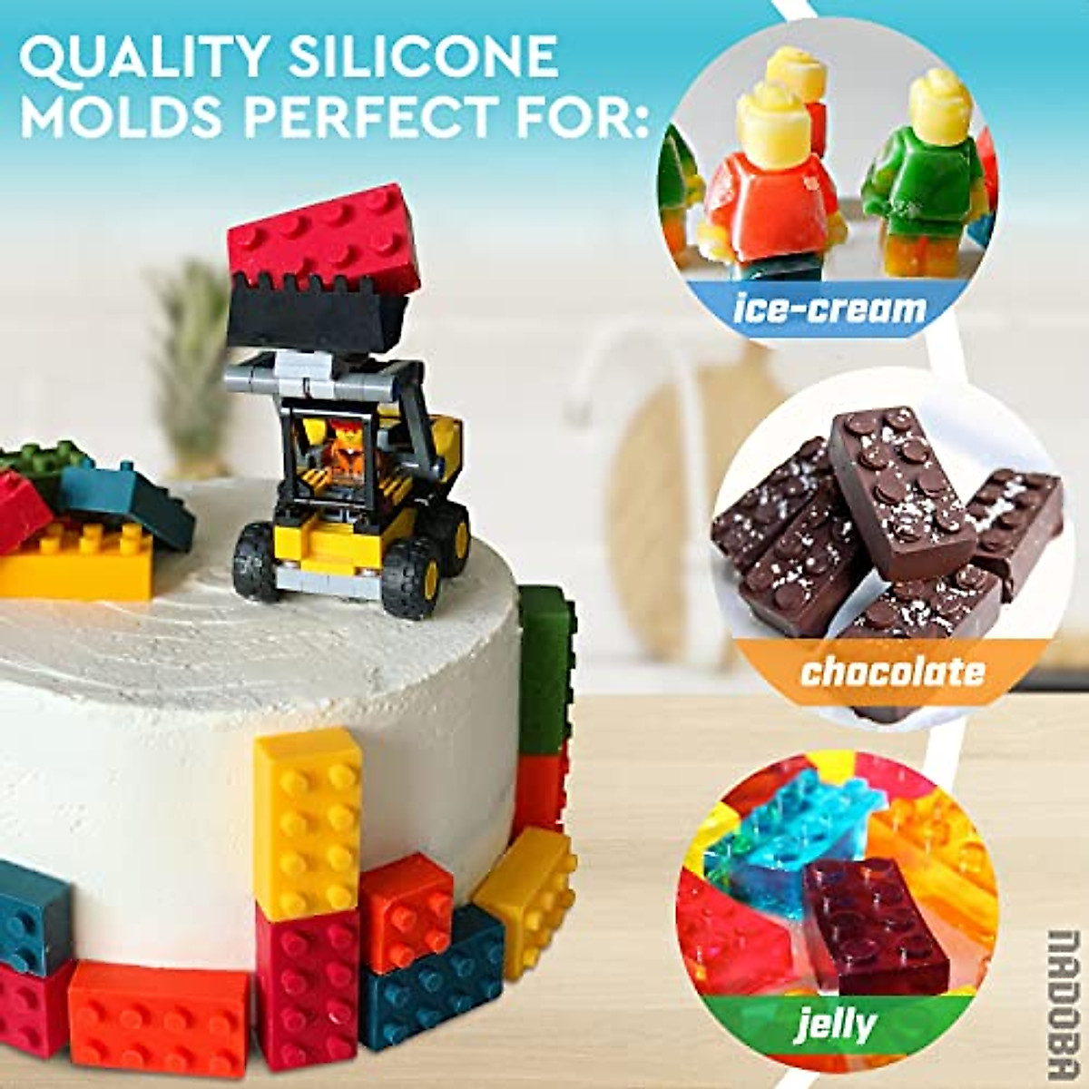 Building Block Silicone Molds for Baking Supplies - 6Pcs Brick Mold Silicone Ice Cube Mold Dome Silicone Mold Jelly Candy Making Supplies - Hot Chocolate Candy Molds Silicone Robot Candy Making Tools