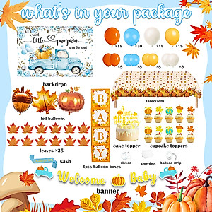 A Little Pumpkin is On the Way Baby Shower Decorations, Thanksgiving Pumpkin Baby Boy Baby Shower Decorations Kit, Fall Pumpkin Baby Shower Boy Supplies, Autumn Baby Shower Decorations for Boy