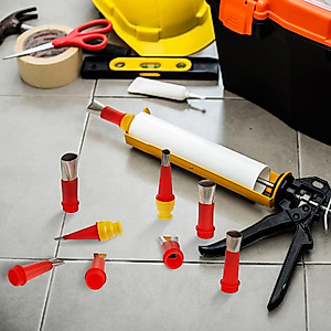 19 Pcs Caulking Finisher Kit Include 14 Pcs Reusable Stainless Steel Caulking Nozzle Applicators with 4 Connection Bases Replacement and 1 Glue Needle for Bathroom Kitchen Doors Windows Sink Joint