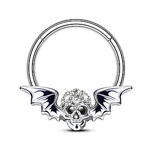 COCHARM Skeleton Wing 16 Gauge Septum Ring Skull Daith Earrings Surgical Steel Septum Rings Dainty Septum Nose Rings 10MM Conch Hoop Earring