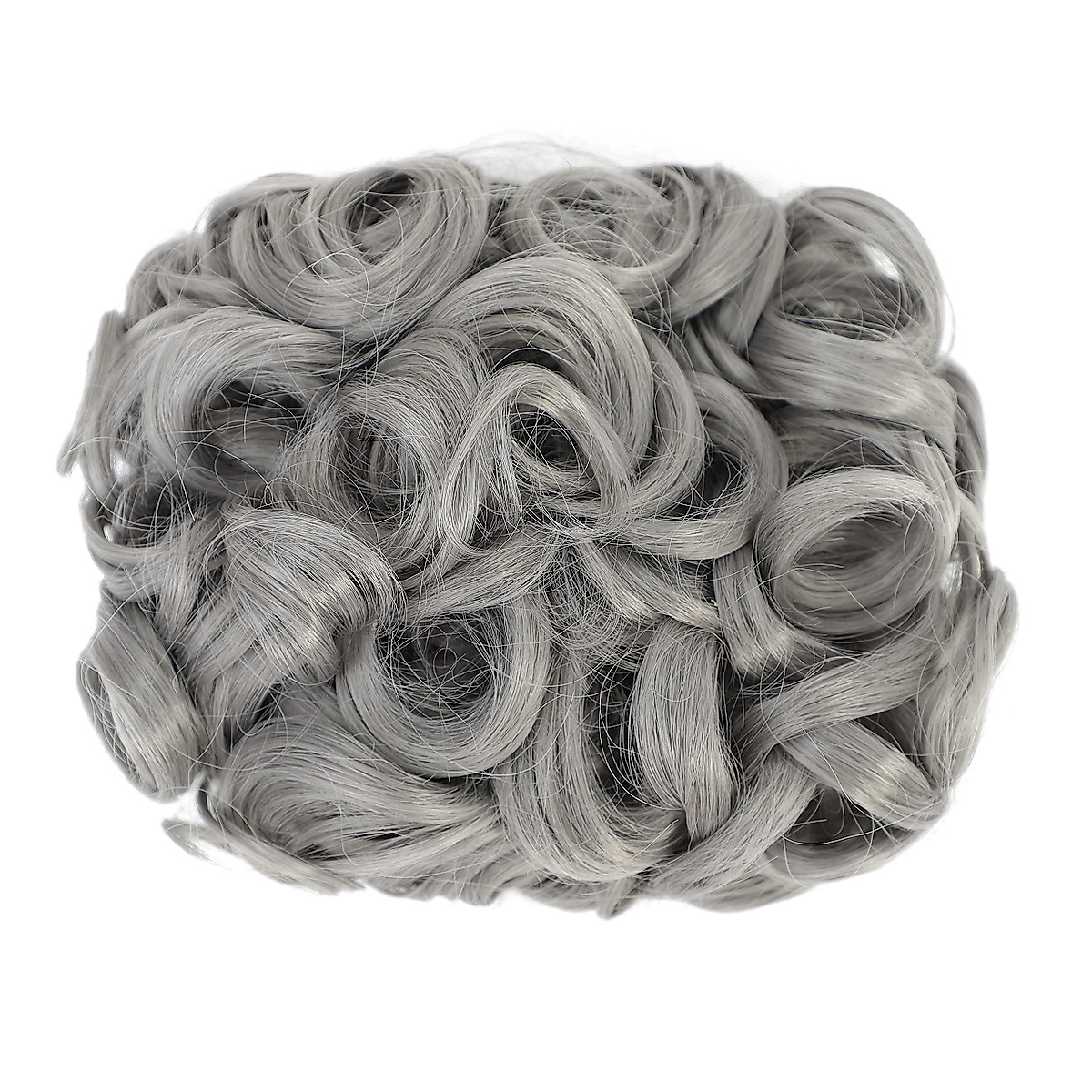 SWACC Short Messy Curly Dish Hair Bun Extension Easy Stretch hair Combs Clip in Ponytail Extension Scrunchie Chignon Tray Ponytail Hairpieces (Grey)