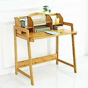 UNICOO - Bamboo Height Adjustable Kids Desk and Chair Set, Children Desk, Study Table and Chair Set (Nature -01)