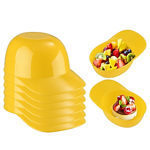 BEIJIALY 18 Pack Baseball Helmet Ice Cream Bowls,Parfait Cups Appetizer Cups,Mini Baseball Cap Bowls,Stackable Dessert Dishes for Party(Yellow)