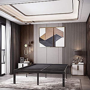 Homdock King Size Bed Frame-16 Inch Metal Platform Mattress Foundation/Sturdy Strong Steel Structure 3500 lbs Heavy Duty/Noise Free/None Slip/No Box Spring Needed/Black Finish