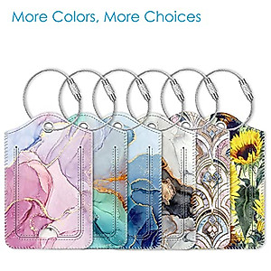 2 Pcs Luggage Tags, Fintie Privacy Cover ID Label with Stainless Steel Loop and Address Card for Travel Bag Suitcase