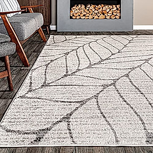 nuLOOM Leaves Abstract Area Rug, 5' x 8', Light Grey
