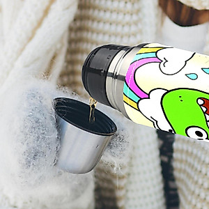 Stainless Steel Leather Vacuum Insulated Mug Dinosaur Thermos Water Bottle for Hot and Cold Drinks Kids Adults 16 Oz