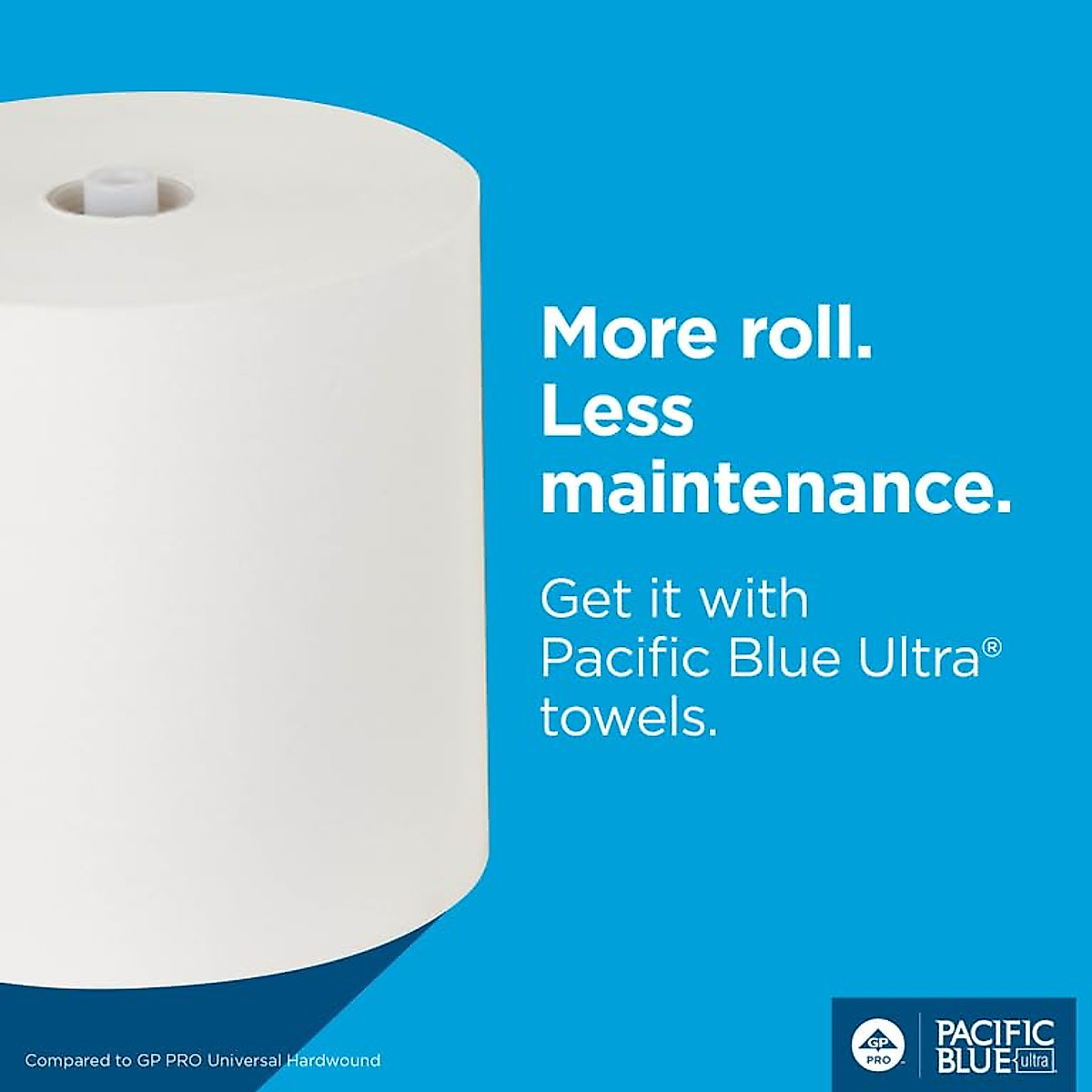 Pacific Blue Ultra 8" High-Capacity Recycled Paper Towel Rolls by GP PRO (Georgia-Pacific), White, 26491, 1,150 Linear Feet Per Roll, 3 Rolls Per Case