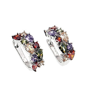 Vanessa Multi Gemstone Jewelry Sets for Women, Sparkling Garnet Amethyst Morganite Peridot Topaz Gifts For Her (Clip On Earrings)