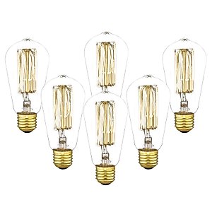 Emliviar Vintage Edison Light Bulb, E26 Medium Base Incandescent Bulb 6 Pack, ST58