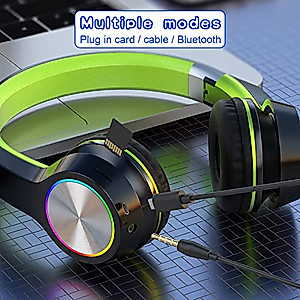 Bluetooth Headphones Noise Canceling Wireless Light Bluetooth Headset Foldable Lightweight Over Ear Earphones Built-in Mic HiFi Stereo Deep Bass Headphones with Memory Foam Ear Cups