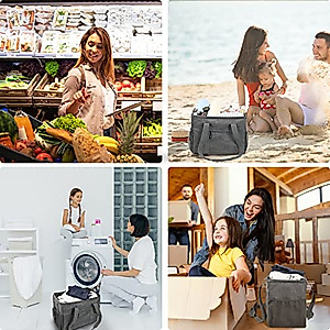 Alameda Standing Large Utility Tote Bag with Metal Wire Frame: Collapsible Tote with Reinforced Bottom and Sides, Structured, Heavy Duty, Sturdy