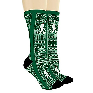 Holiday Socks I Still Believe Bigfoot Socks Sasquatch Christmas Clothes 1-Pair Novelty Crew Socks