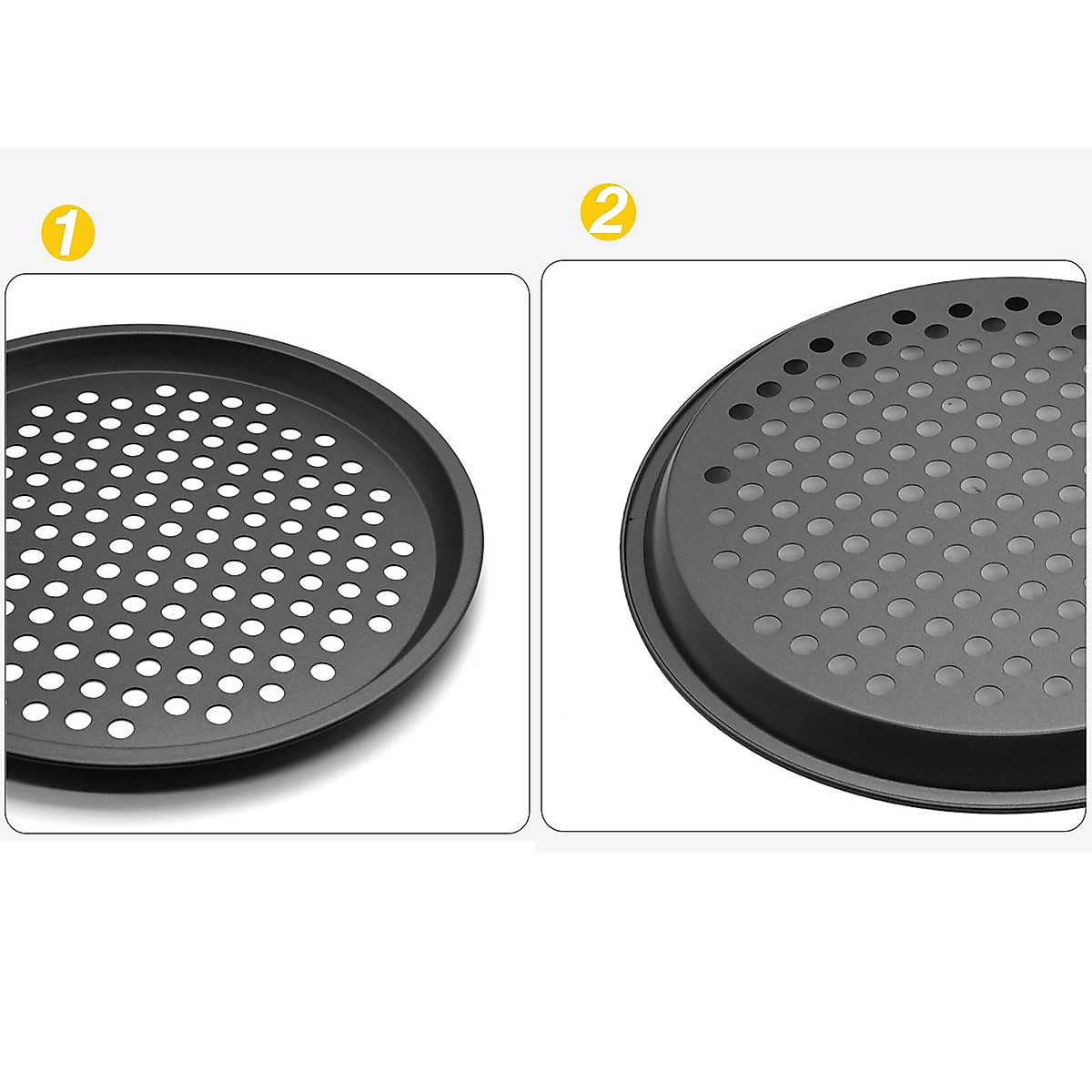 Pizza Pan Round Pizza board With Holes 12.5 inch Carbon Steel Pizza Baking Pan Non-Stick Cake Pizza Crisper Tray Tool Stand for Home Kitchen Oven Dishwasher Restaurant Hotel Handmade Pizza Bakeware