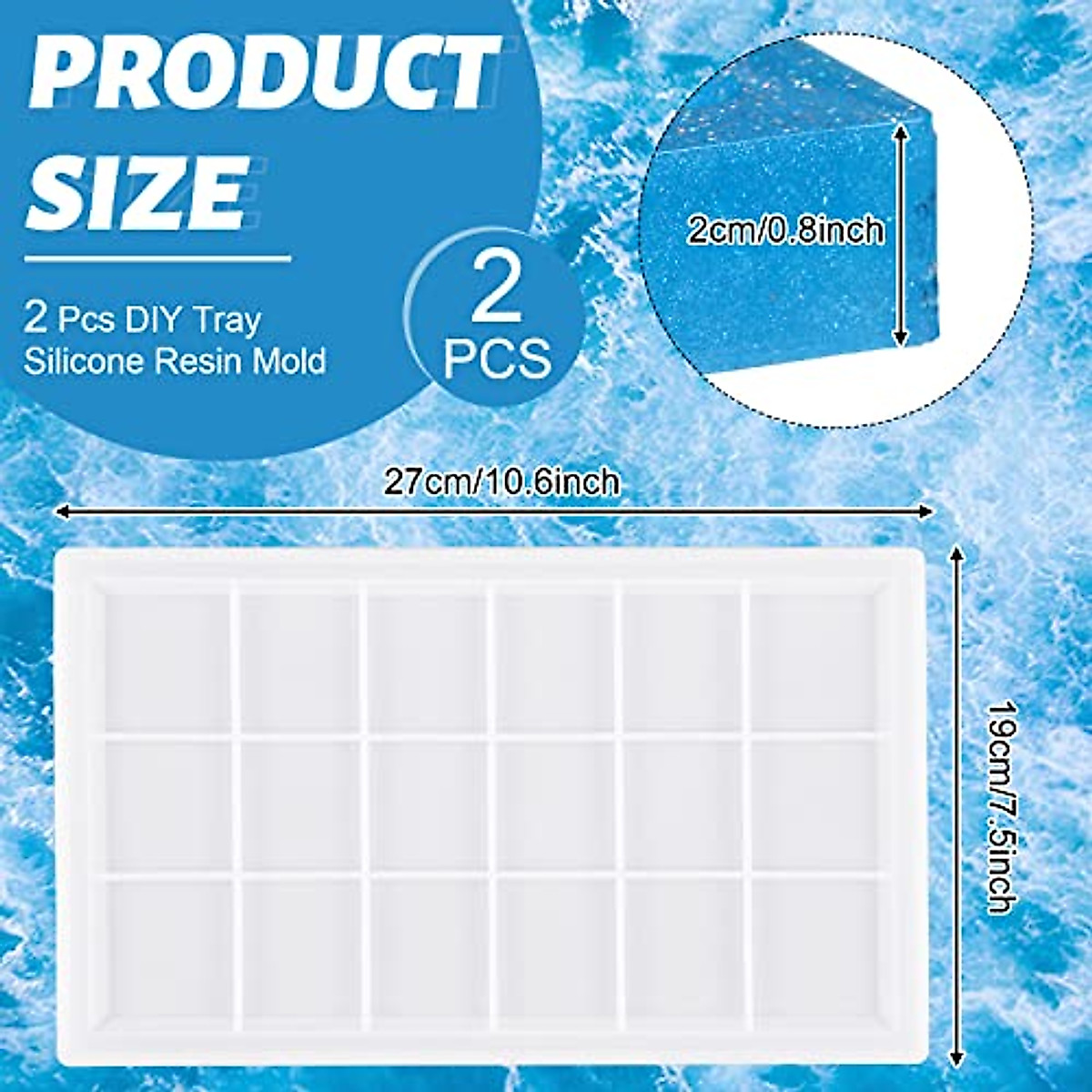 2 Pieces Silicone Rolling Tray Mold Rectangle Serving Tray Molds Large Coaster Resin Mold Silicone Plate Casting Mold with Sides for DIY Craft Epoxy Resin Making Coin Dish Jewelry Holder Trinket Tray